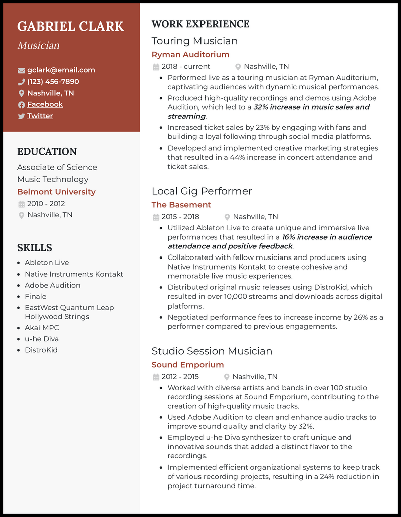 7 Music Resume Examples That Hit the Bar in 2024