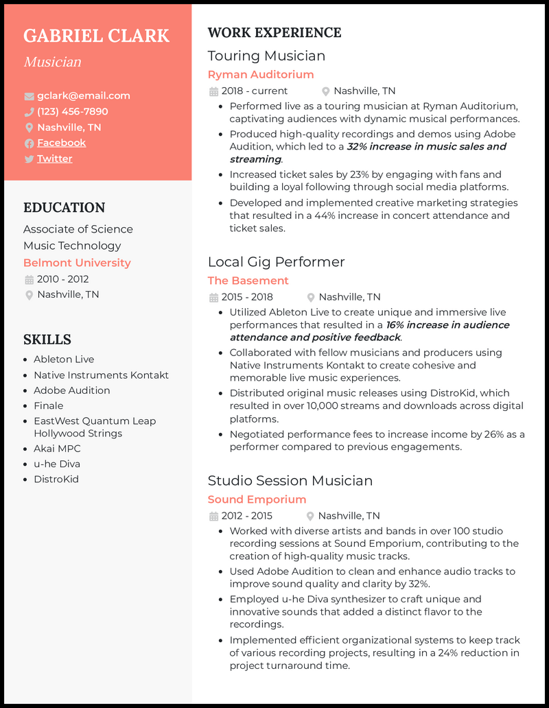 7 Music Resume Examples That Hit the Bar in 2024