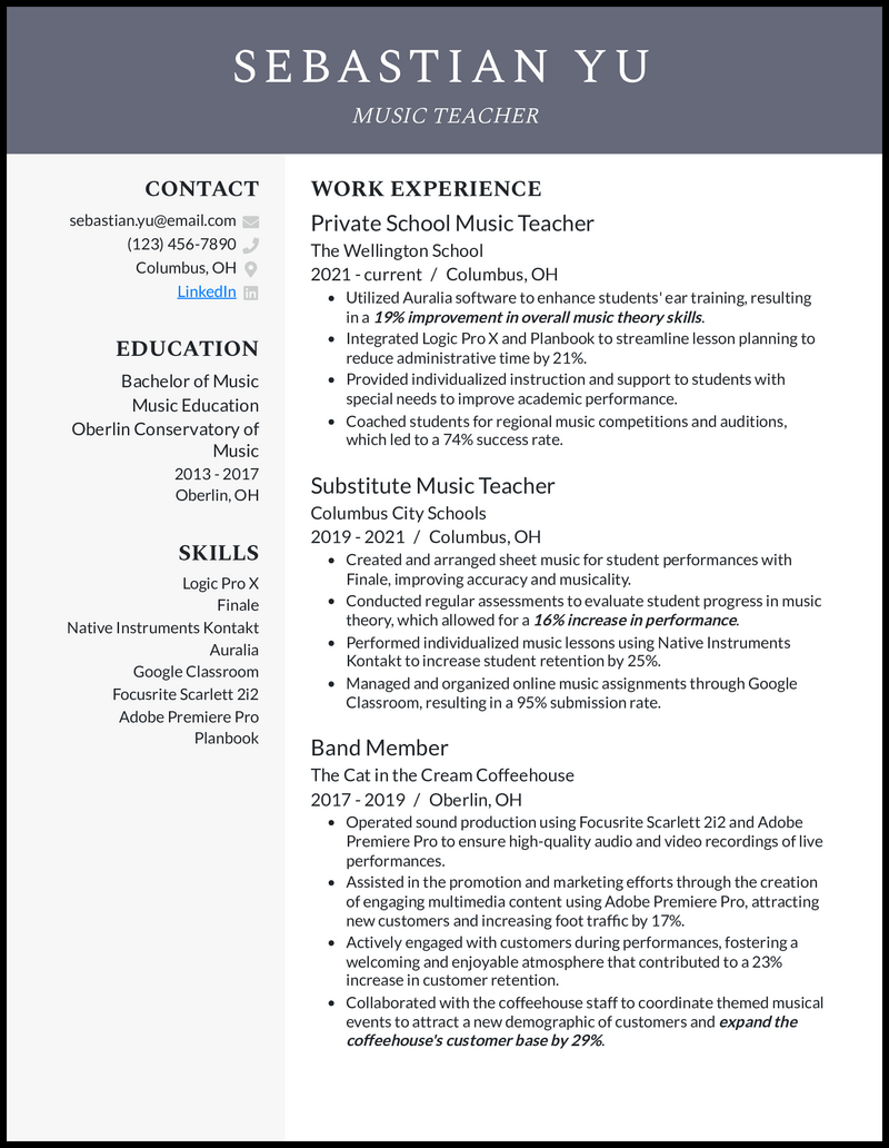 7 Music Resume Examples That Hit the Bar in 2024