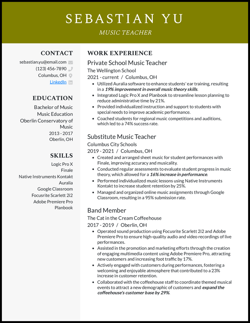 7 Music Resume Examples That Hit the Bar in 2024