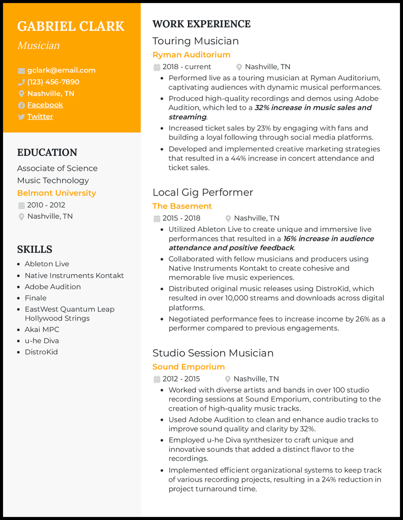 7 Music Resume Examples That Hit the Bar in 2024