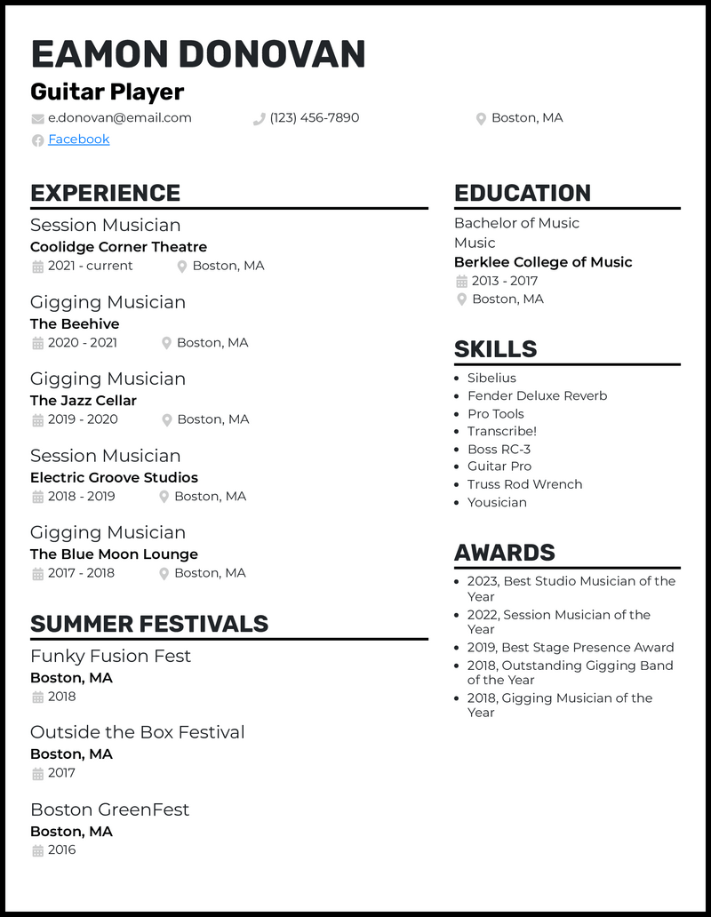 7 Music Resume Examples That Hit the Bar in 2024