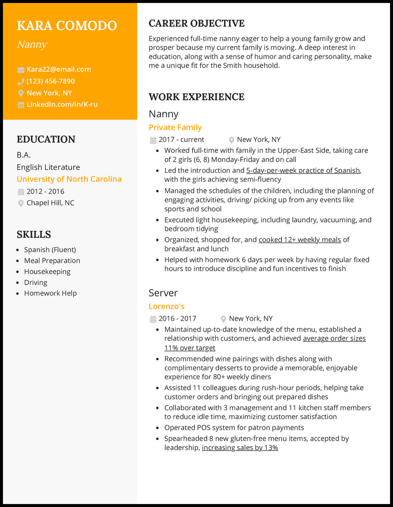 15 Nanny Resume Examples That Work in 2024