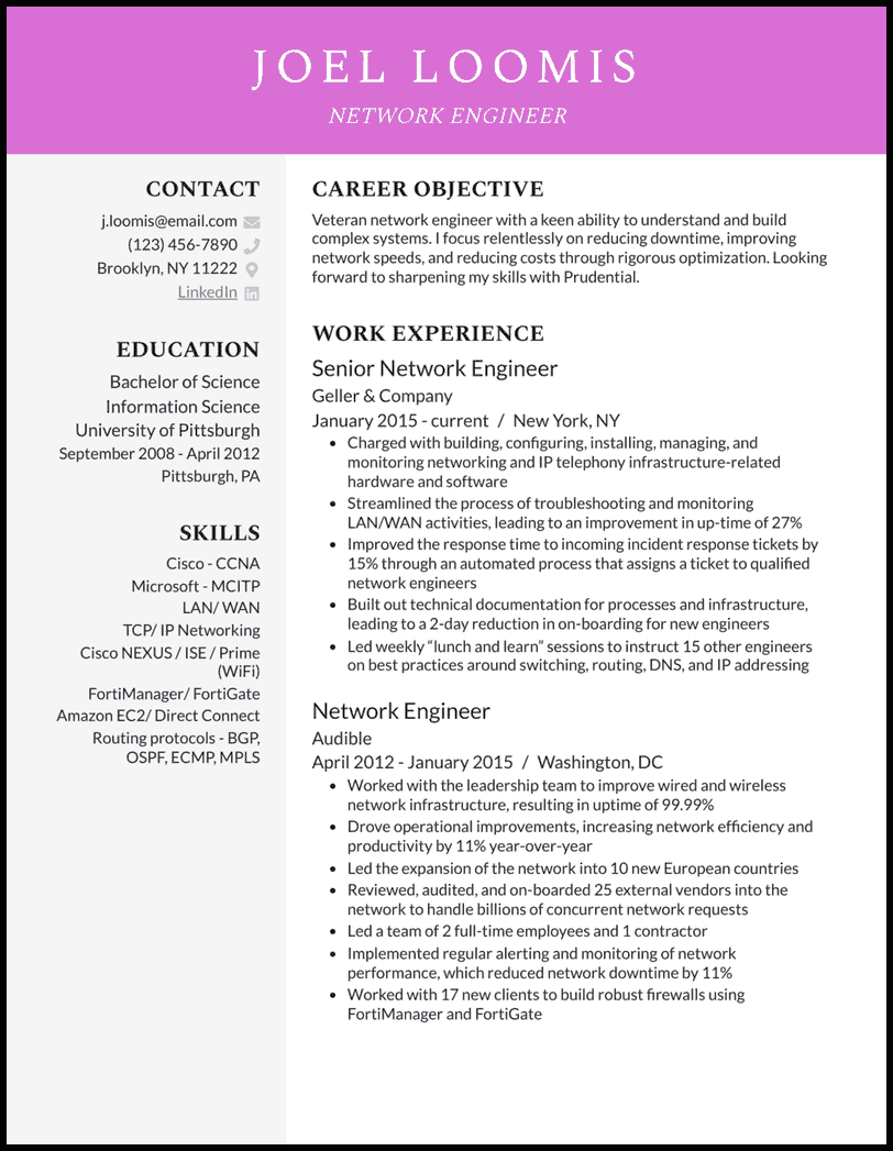 17 Network Engineer Resume Samples That Worked in 2025