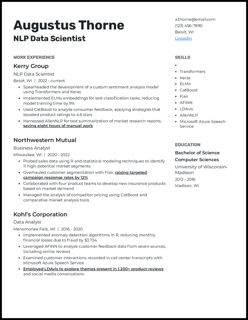 5 NLP Data Scientist Resume Examples & Templates [Edit Free]