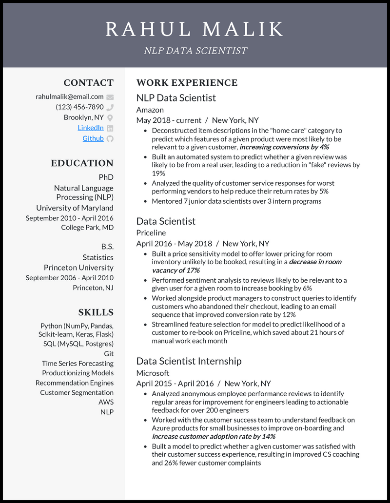 5 NLP Data Scientist Resume Examples & Templates [Edit Free]