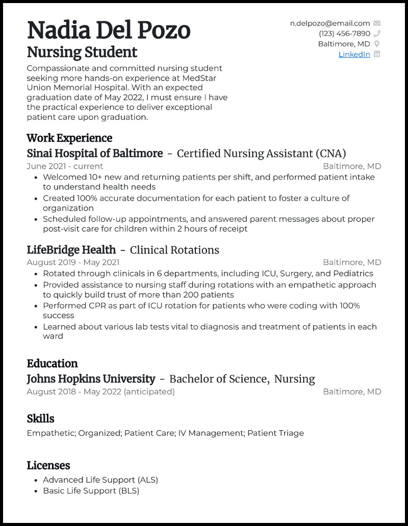 9 Nursing Student Resume Examples That Work in 2025