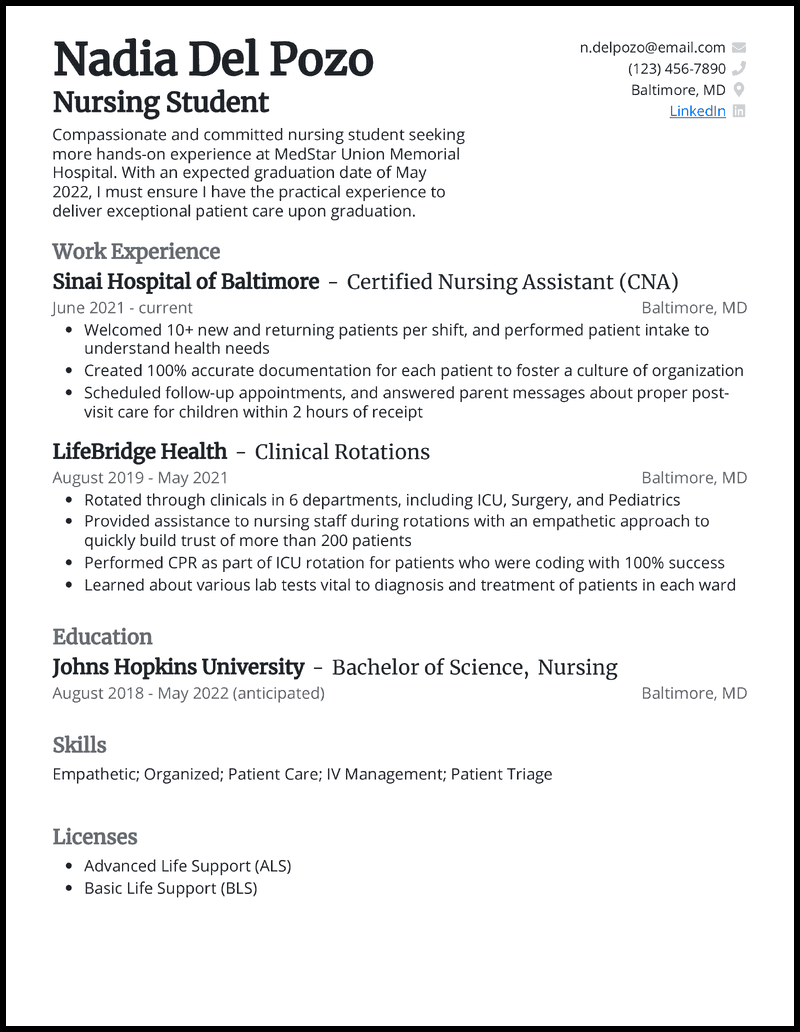 9 Nursing Student Resume Examples That Work in 2025