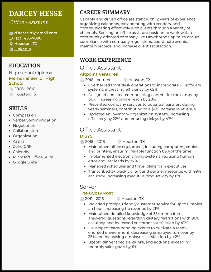 7 Office Assistant Resume Examples [& Templates]