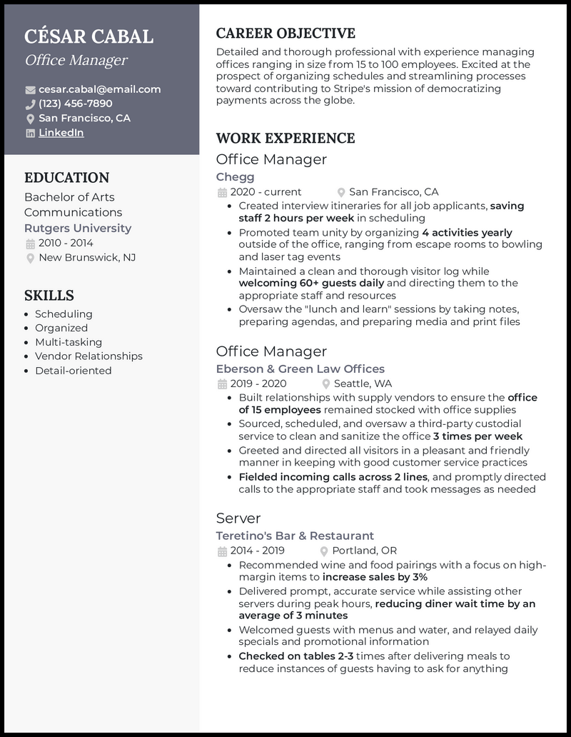 14 Office Manager Resume Examples for 2026