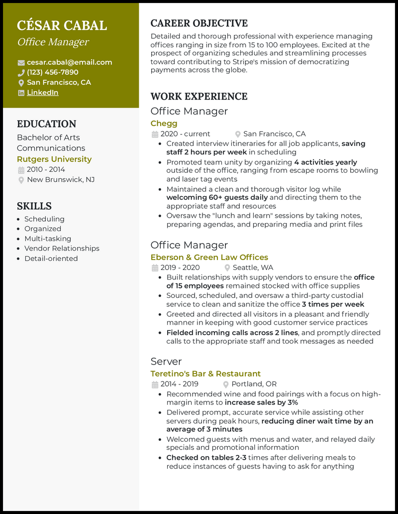 14 Office Manager Resume Examples for 2026
