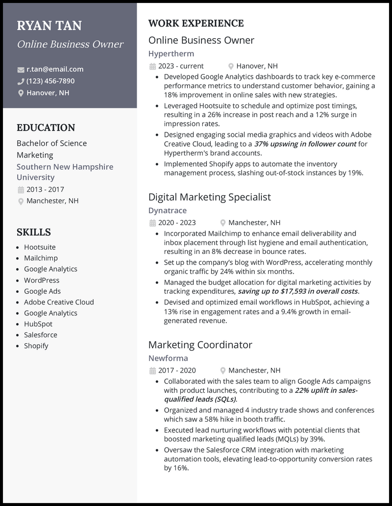 5 Online Business Owner Resume Examples Made for 2026