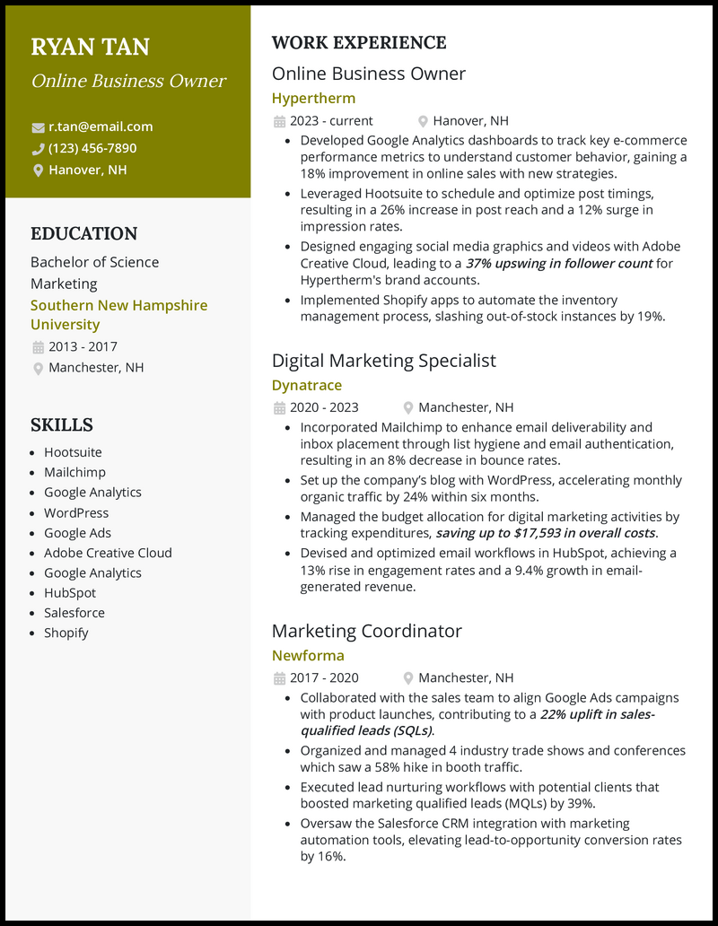 5 Online Business Owner Resume Examples Made for 2026