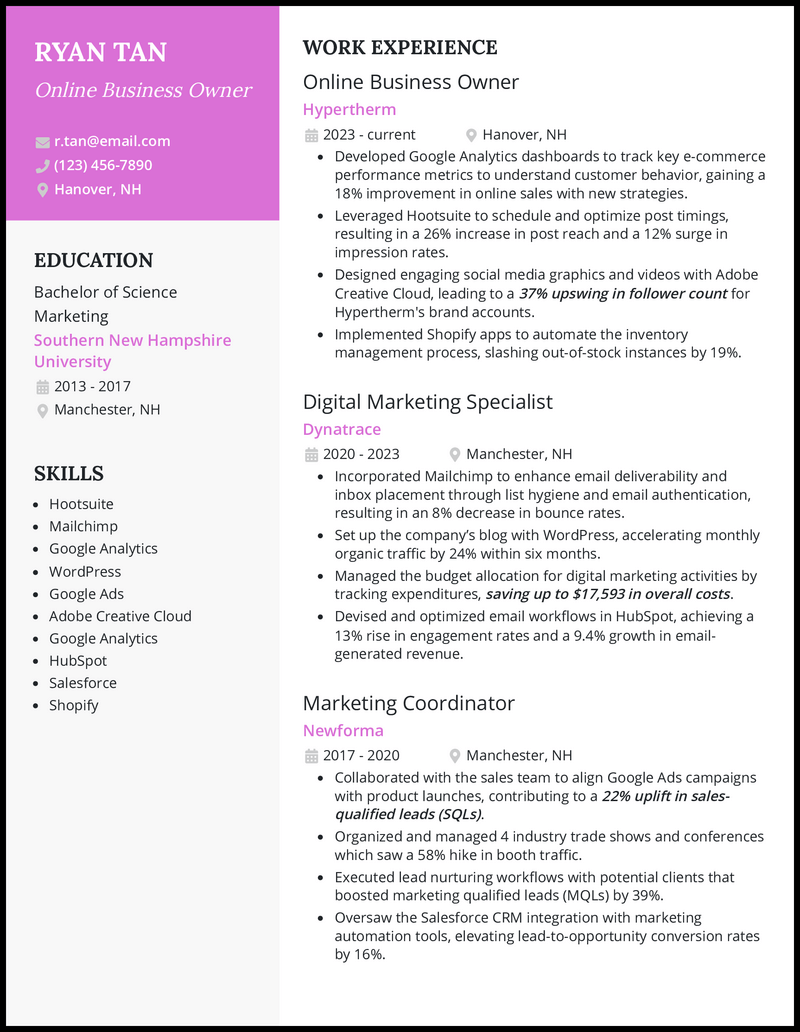 5 Online Business Owner Resume Examples Made for 2026