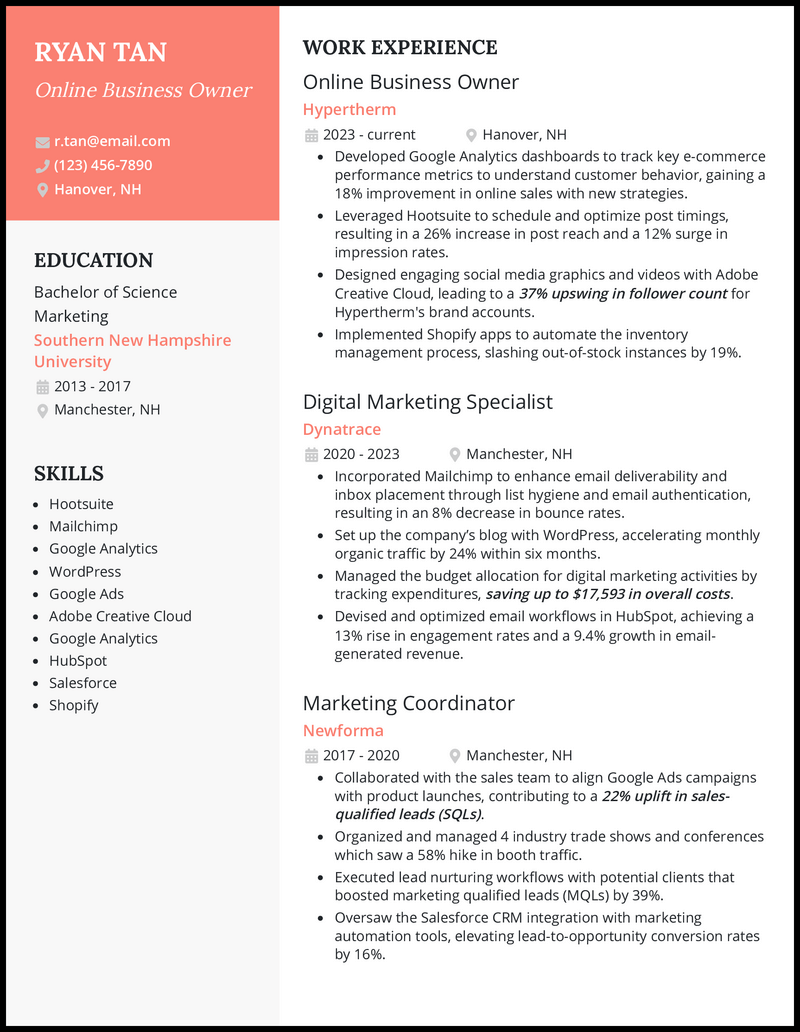 5 Online Business Owner Resume Examples Made for 2026