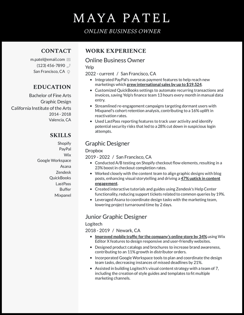 5 Online Business Owner Resume Examples Made for 2025
