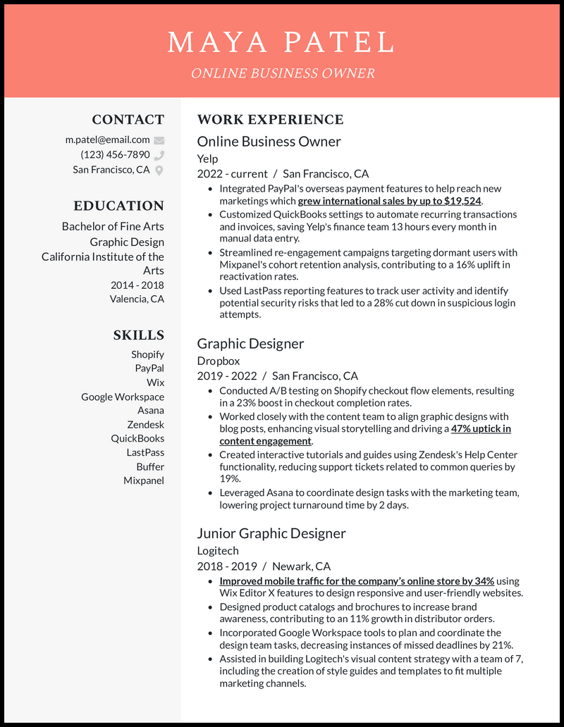 5 Online Business Owner Resume Examples Made for 2025