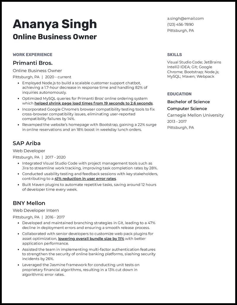 5 Online Business Owner Resume Examples Made for 2026