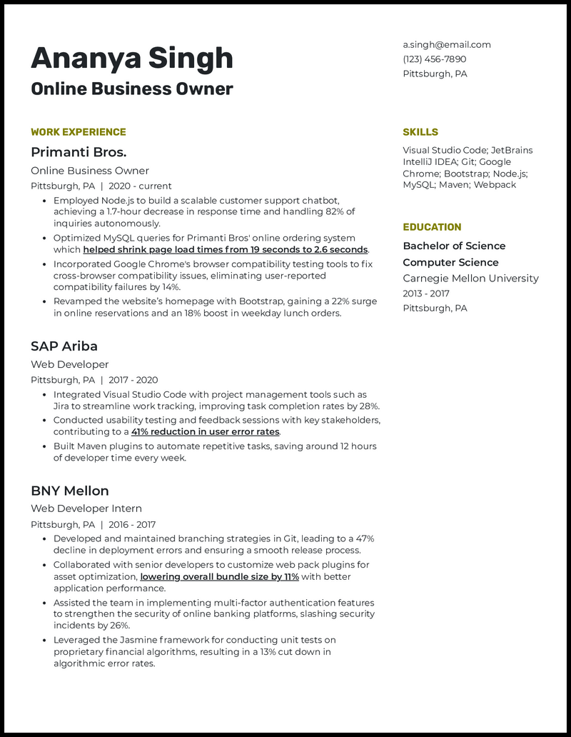 5 Online Business Owner Resume Examples Made for 2026