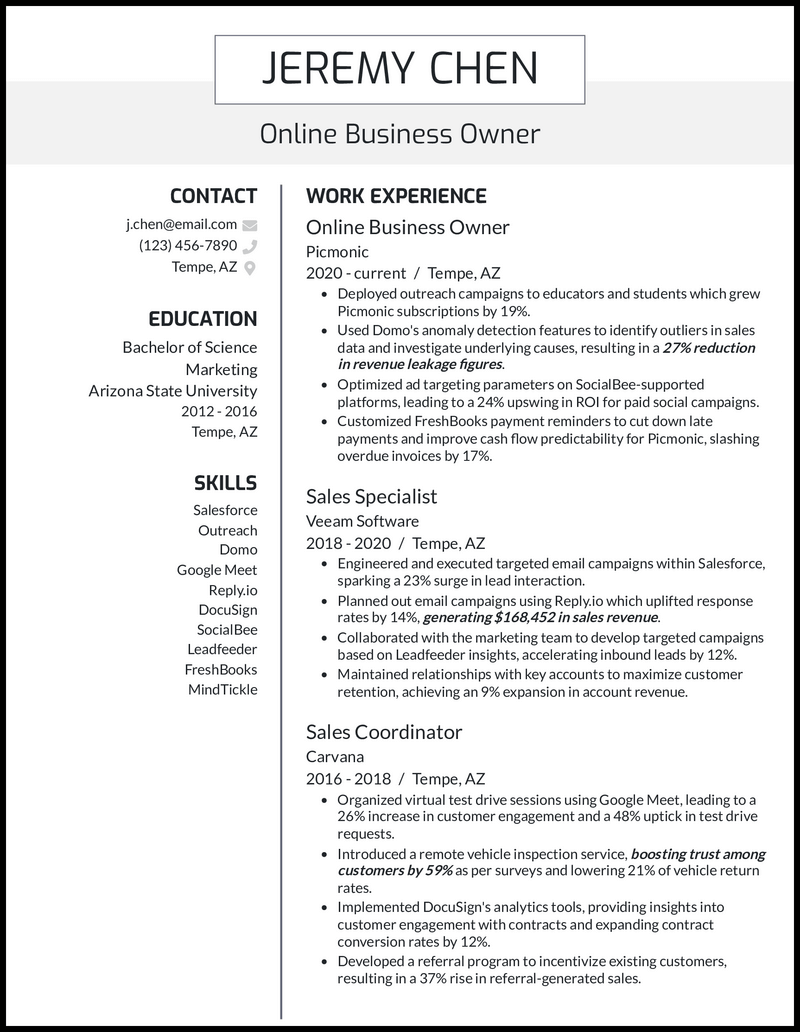 5 Online Business Owner Resume Examples Made for 2026