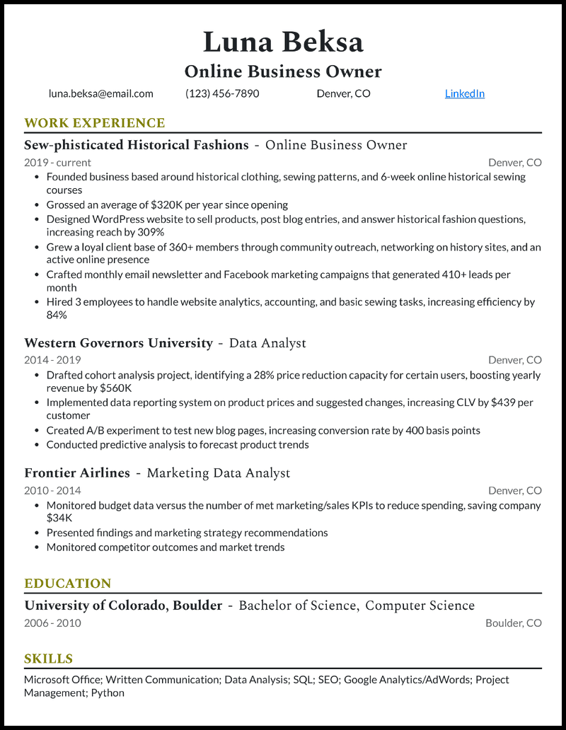 9 Business Owner Resume Examples [& Templates]
