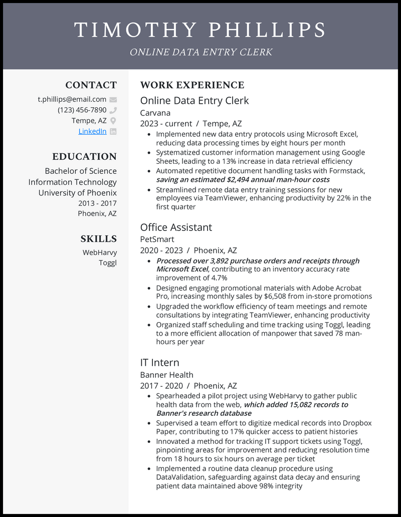 15 Data Entry Resume Examples That Worked in 2024