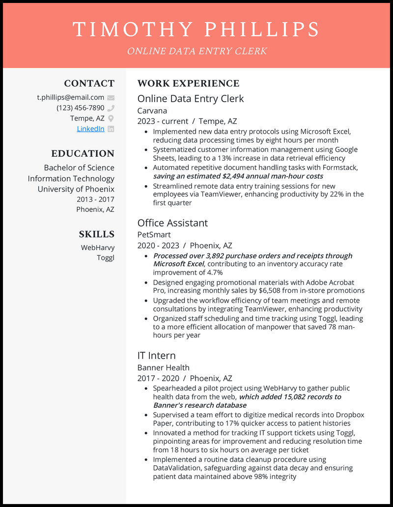 15 Data Entry Resume Examples That Worked in 2024