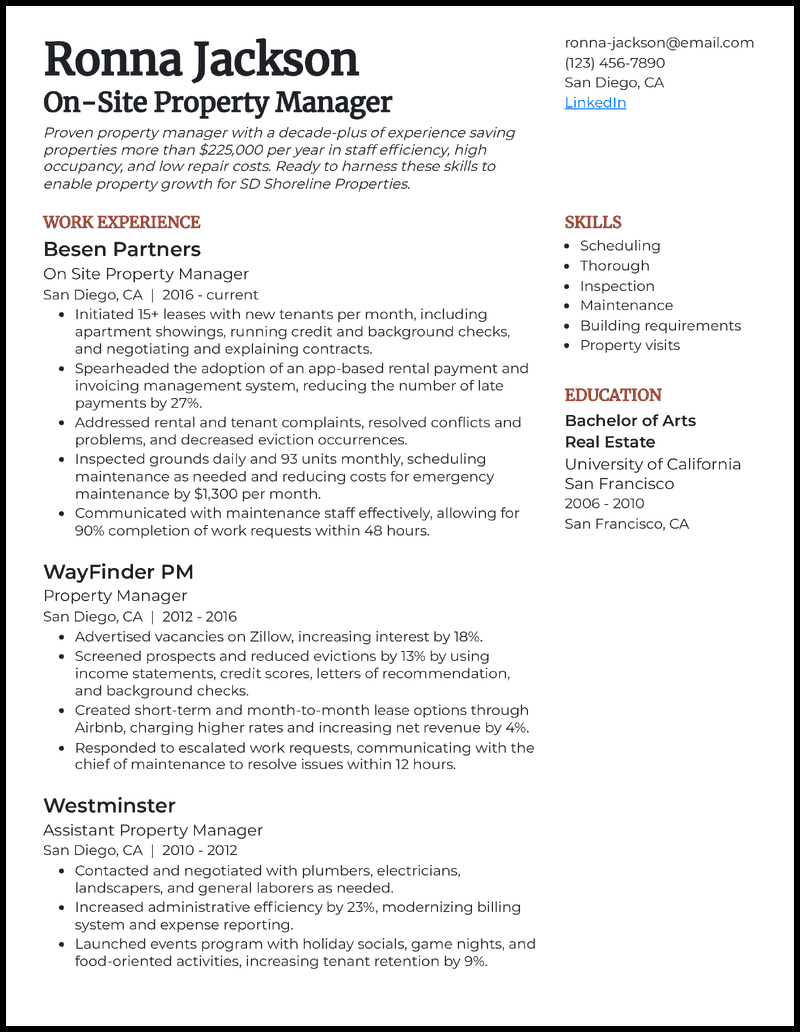 11 Property Manager Resume Templates & Examples for 2025
