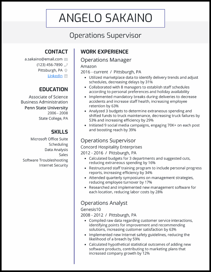 11 Supervisor Resume Examples That Worked in 2025