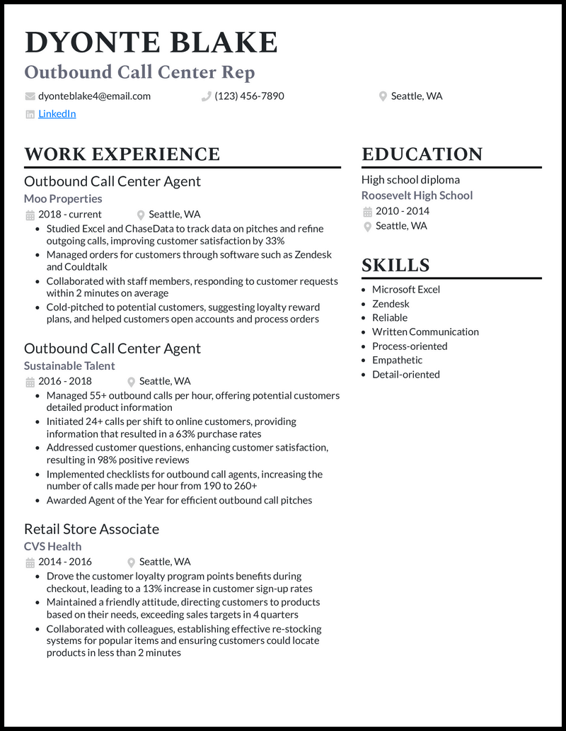17 Call Center Representative Resume Examples for 2025