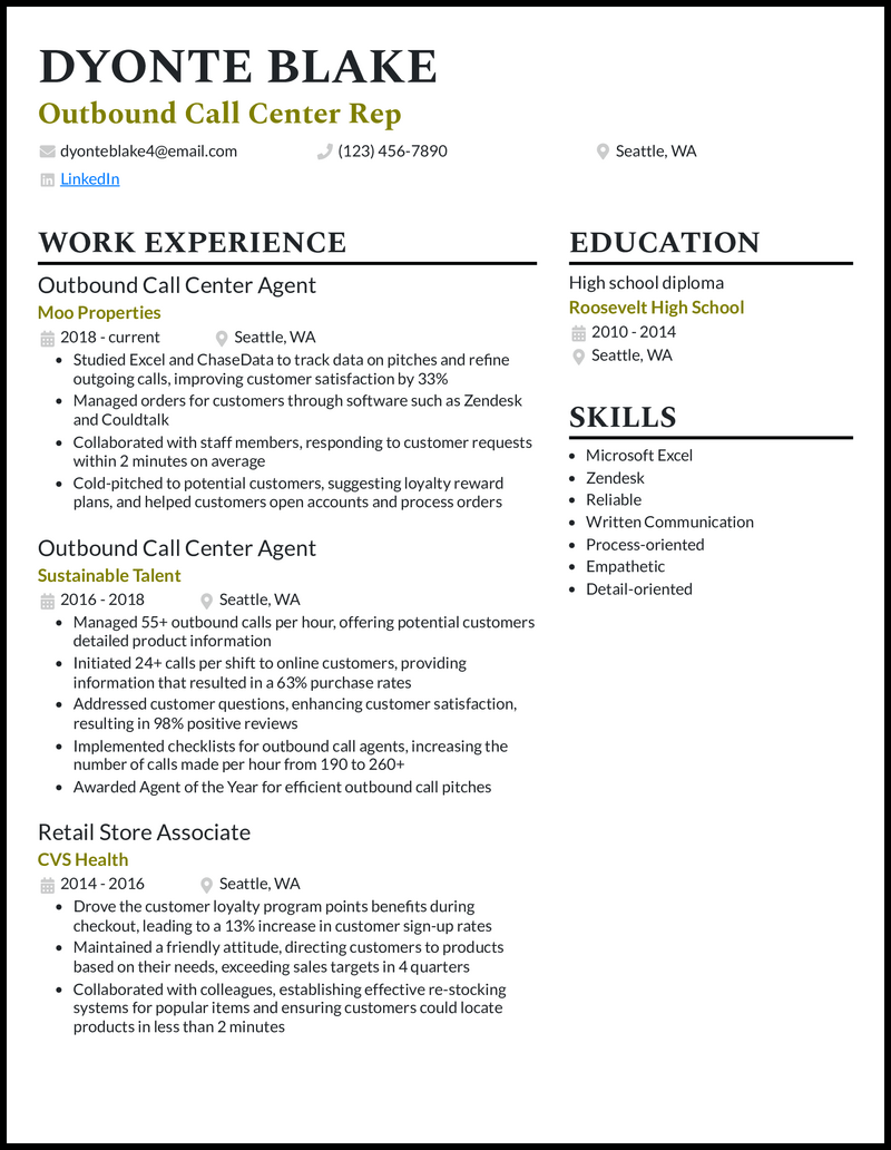 17 Call Center Representative Resume Examples for 2025