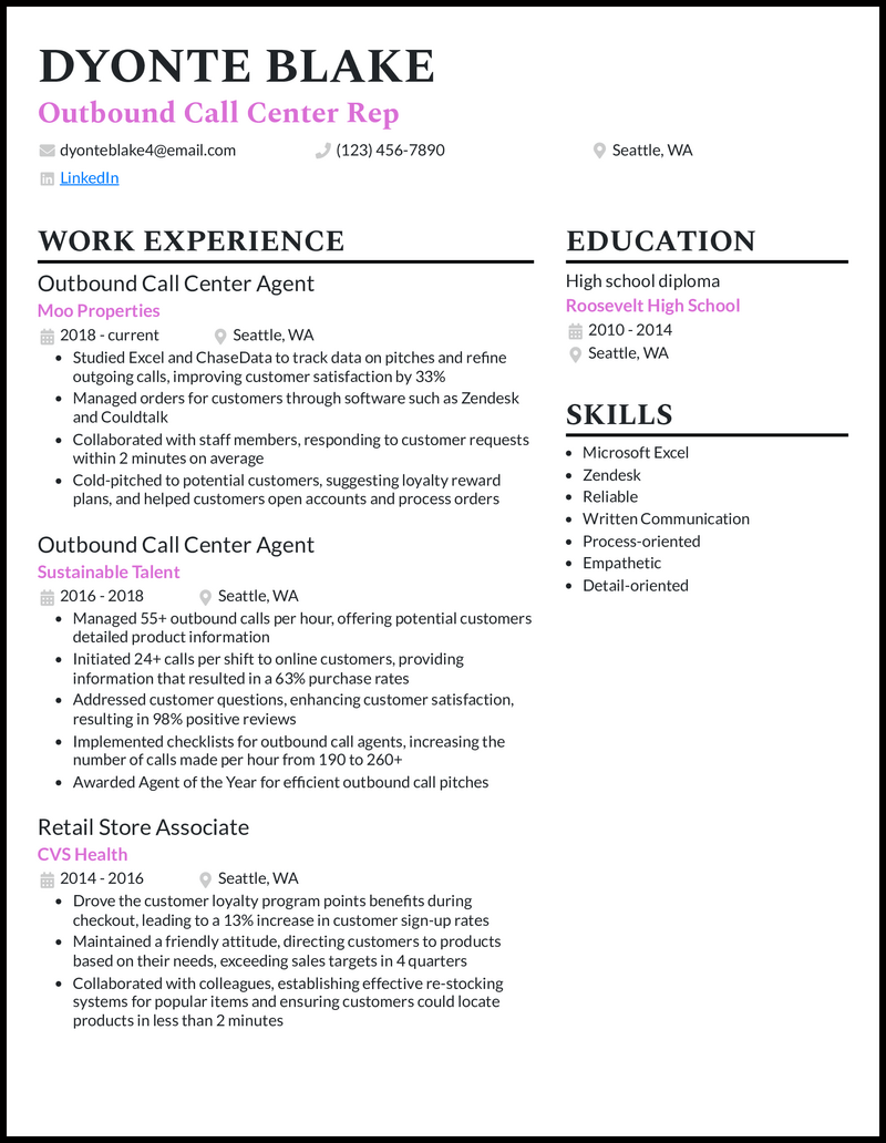 17 Call Center Representative Resume Examples for 2025