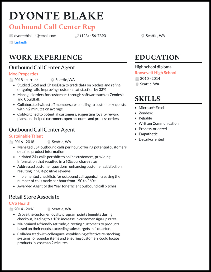 17 Call Center Representative Resume Examples for 2026