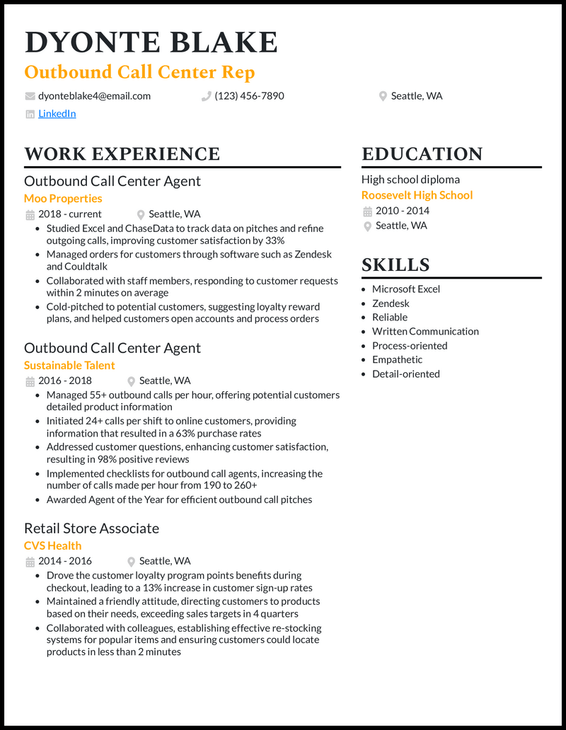 17 Call Center Representative Resume Examples for 2026
