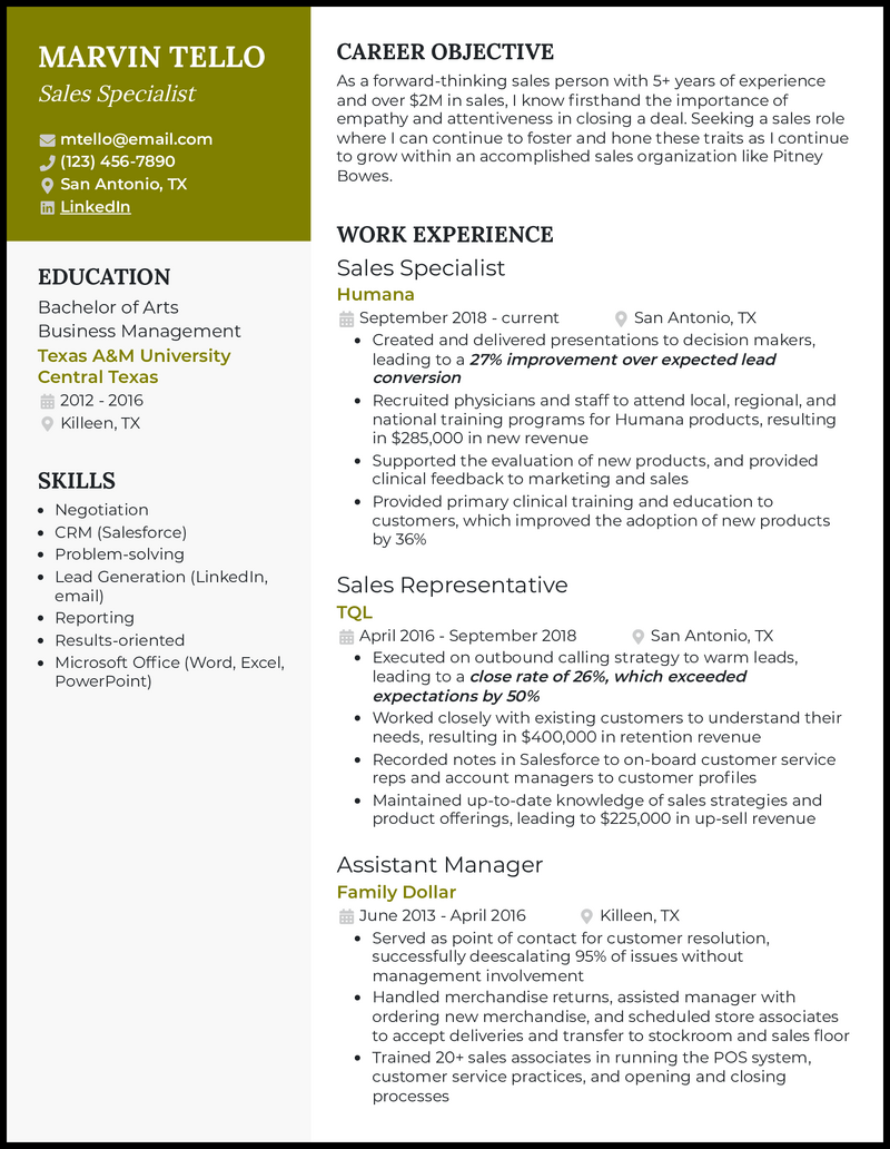 3 Outside Sales Resume Examples for 2024