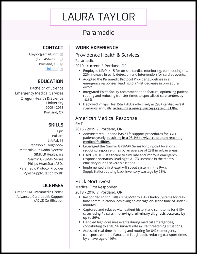 7 EMT Resume Examples [& Templates]