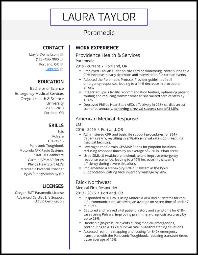 7 EMT Resume Examples [& Templates]
