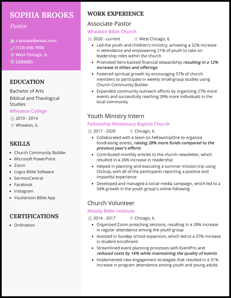 7 Pastor Resume Examples That Got the Job in 2024