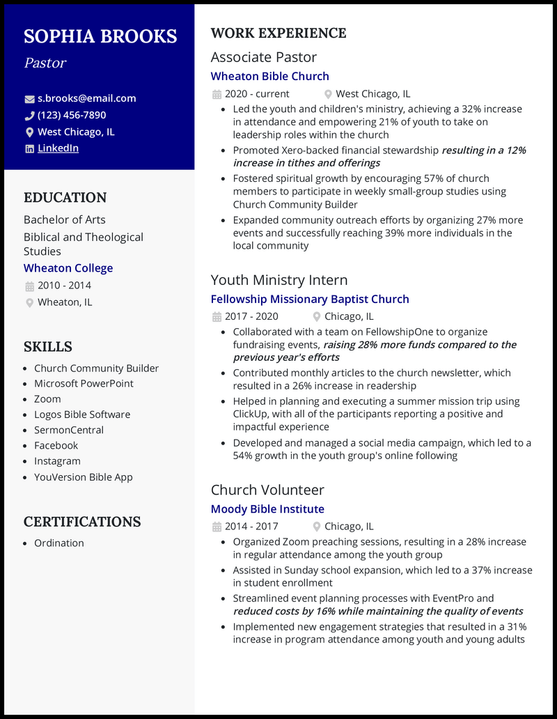 7 Pastor Resume Examples That Got the Job in 2024