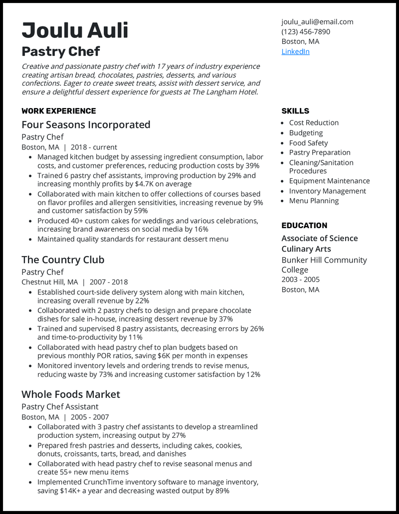 7 Chef Resume Examples [& Templates]
