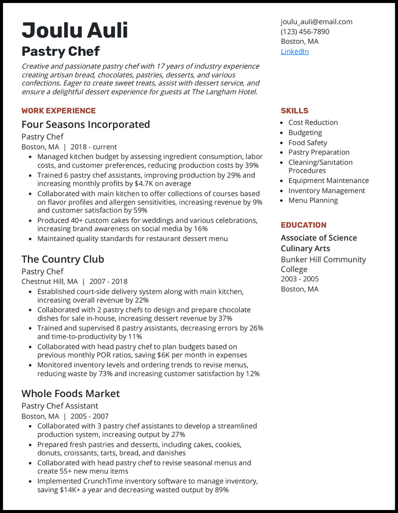 7 Chef Resume Examples [& Templates]