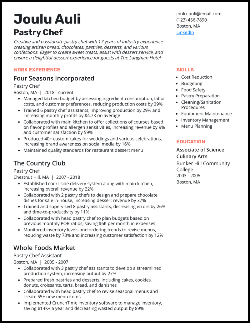 7 Chef Resume Examples [& Templates]