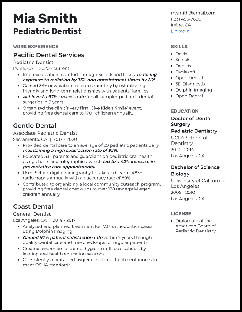 7 Dentist Resume Examples Guaranteed to Work in 2024