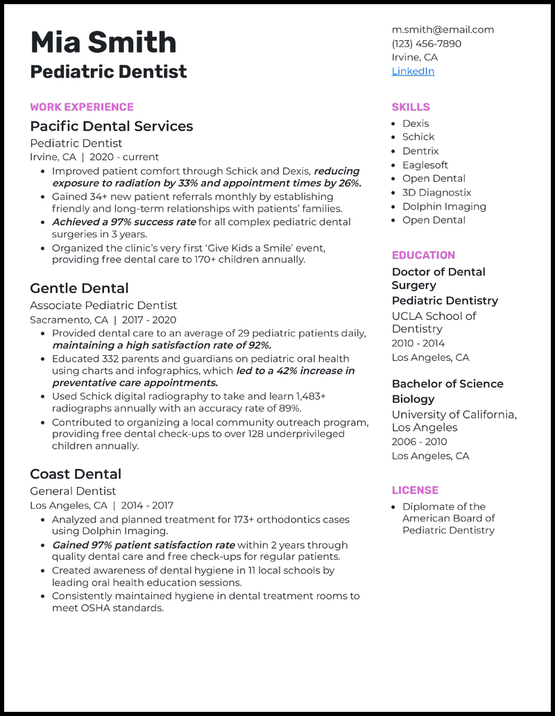 7 Dentist Resume Examples Guaranteed to Work in 2024