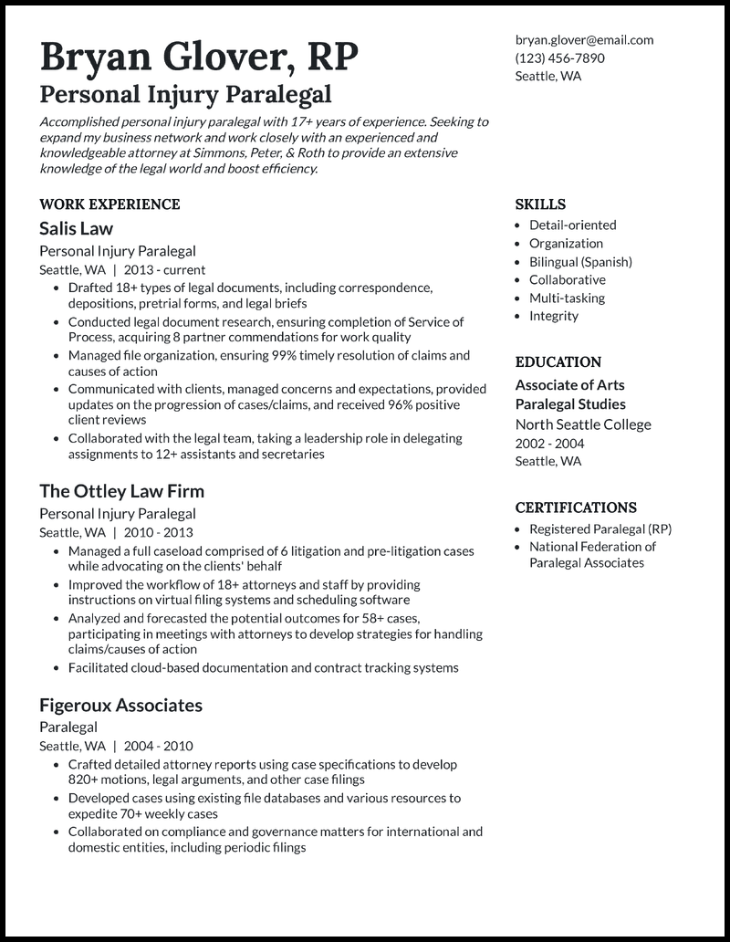 13 Paralegal Resume Examples That Work in 2025