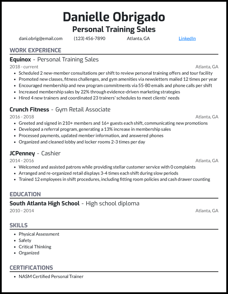 7 Personal Trainer Resume Examples [& Templates]