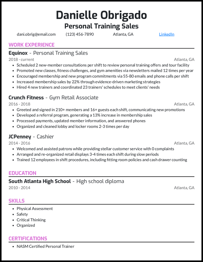 7 Personal Trainer Resume Examples [& Templates]