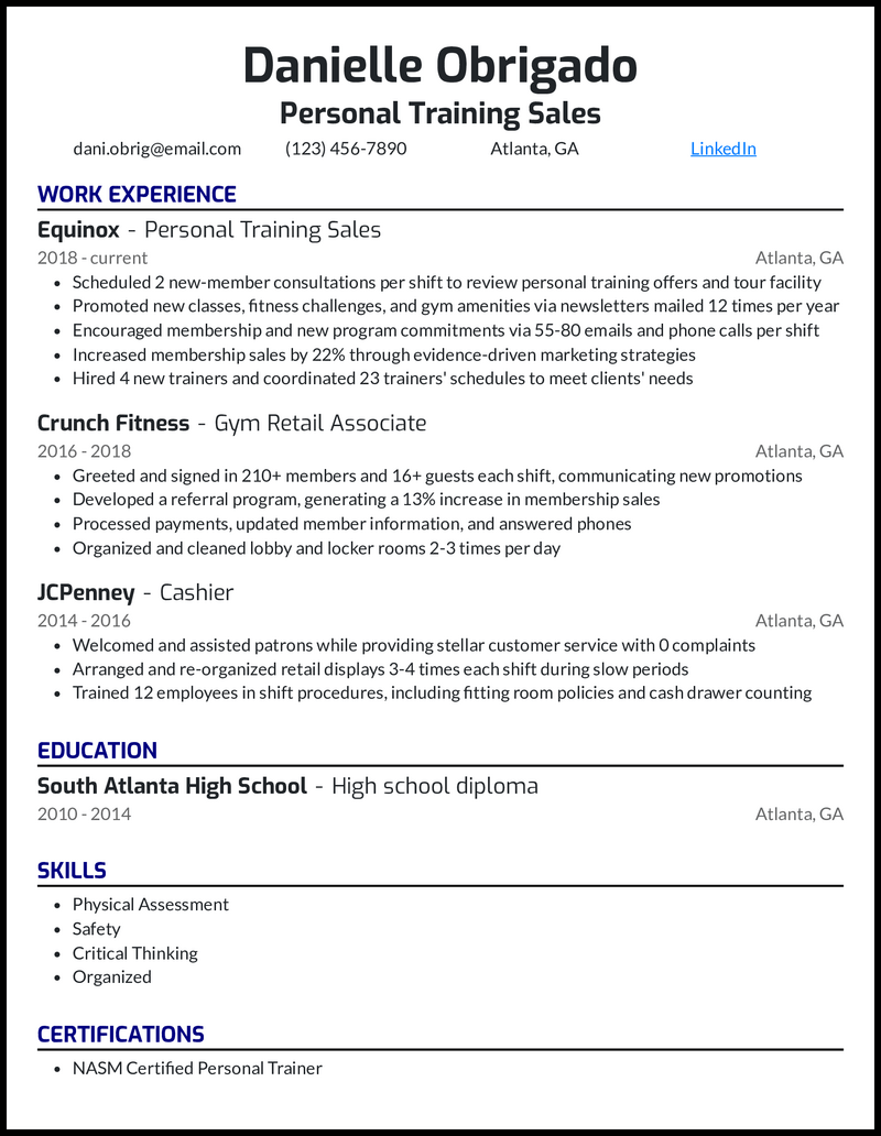 7 Personal Trainer Resume Examples [& Templates]