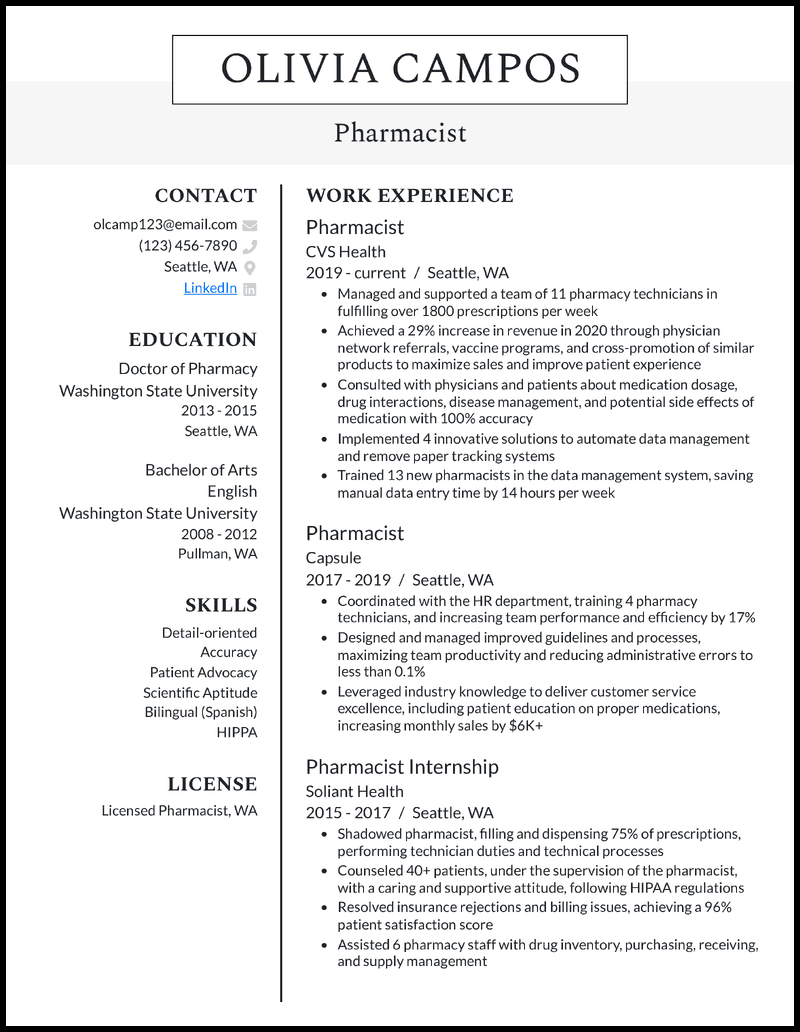 9 Pharmacist Resume Examples That Worked in 2024 (2024) 9 Pharmacist Resume Examples That Worked in 2024 (2024)