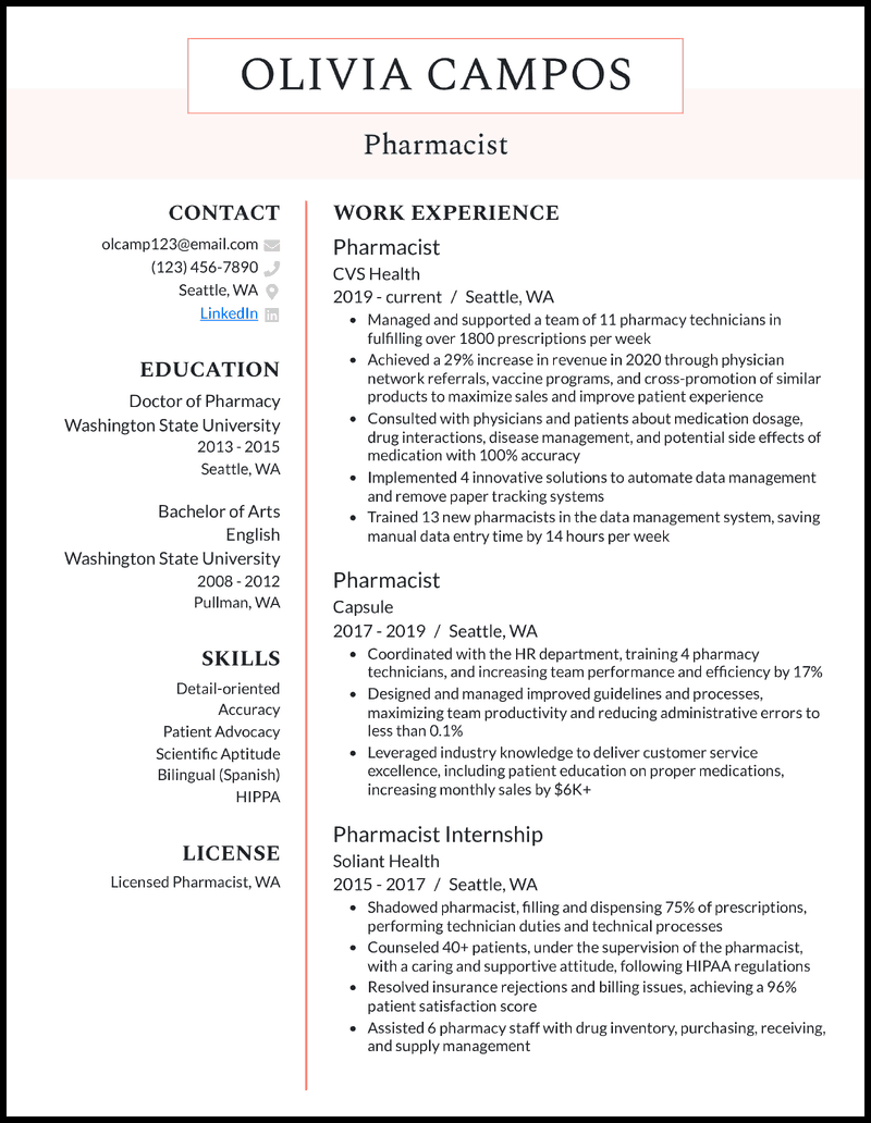 9 Pharmacist Resume Examples That Worked in 2025